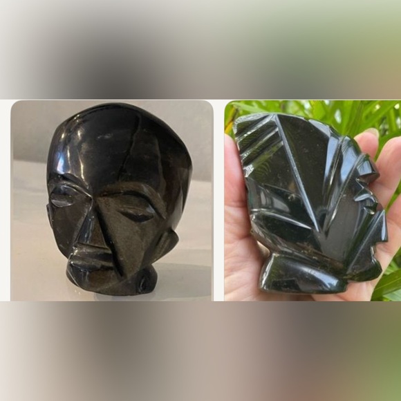 Vintage | Art | Onyx Hand Carved Vintage Obsidian Head Sculptures Set ...